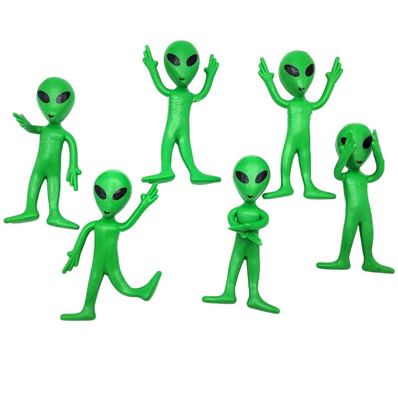 Zugar Land Bendable Green Alien 3.75". Figure Toys (12 Pack) Flexible ...