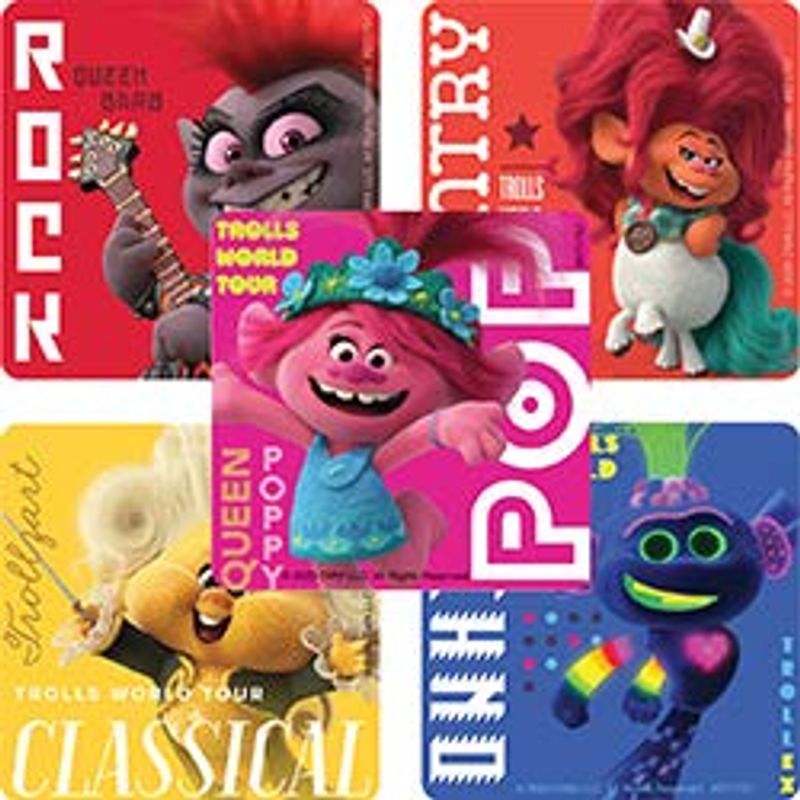 Trolls World Tour Stickers - Prizes and Giveaways - 100 per Pack ...