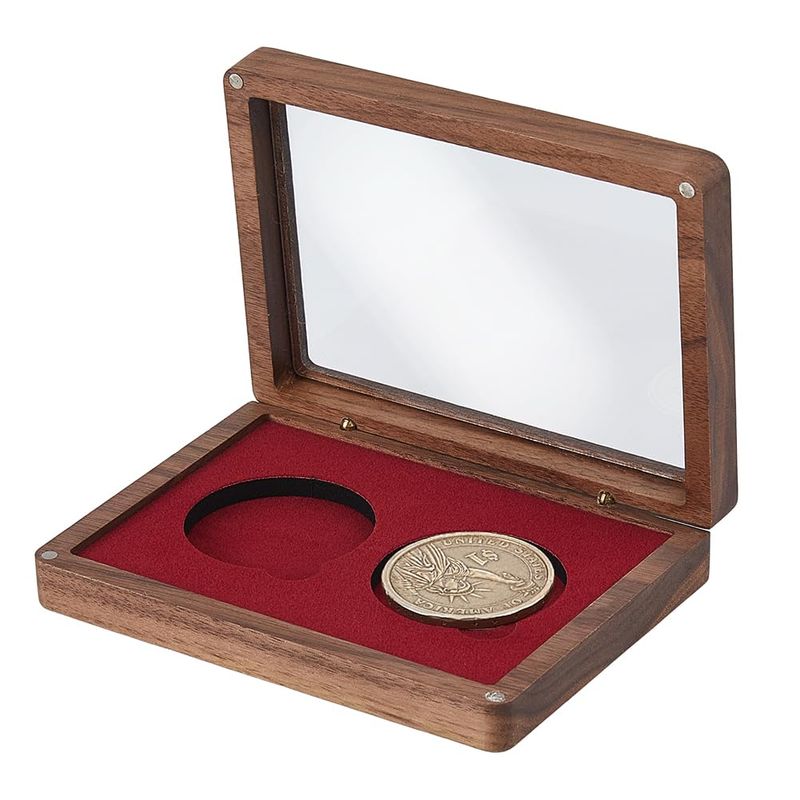 SUPERFINDINGS 1 Set Challenge Coin Display Case 2-Slot Wood Challenge ...