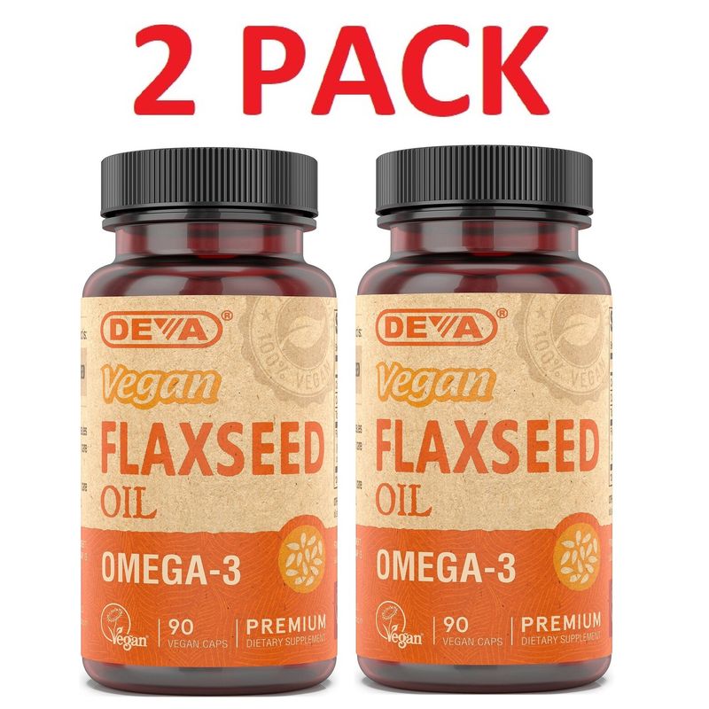 Deva Vegan Flaxseed Oil Omega-3, Organic, Cold-pressed and Unrefined (2 ...