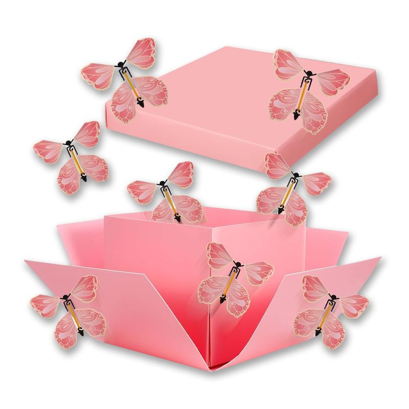 Pink Butterfly Explosion Gift Box 8 Pcs Flying Flying Butterfly ...