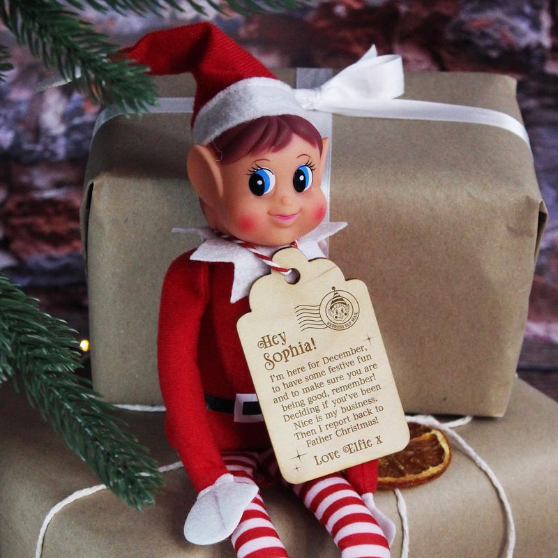 eBuyGB Personalised Traditional Elf Arrival Tag, Christmas Elf ...
