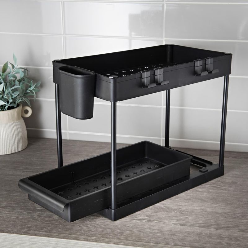 New Black Under Sink Storage Unit Organizer with Sliding Pull Out ...