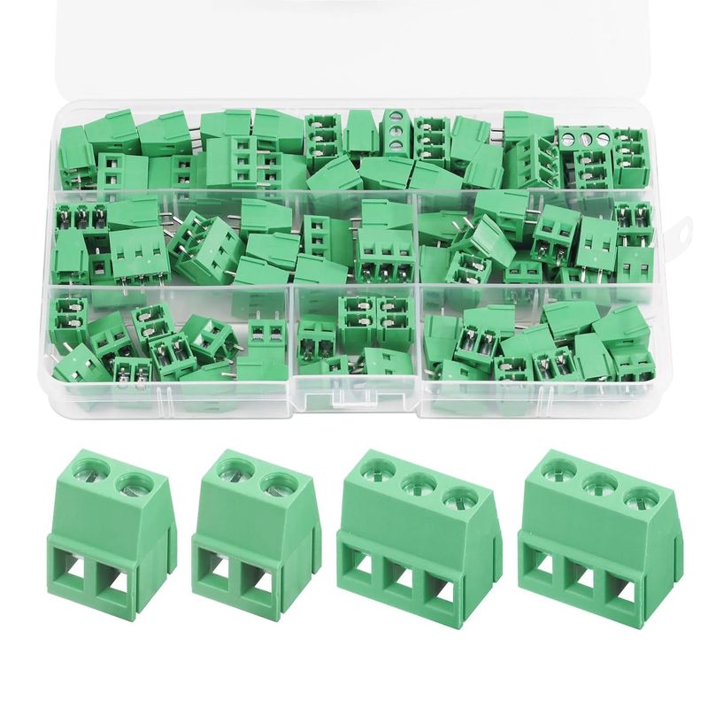 PENGLIN 80pcs Terminal Block Terminal Block,2 Pin 3 Pin PCB Terminal Block,5.08mm/0.2" Pitch PCB ...