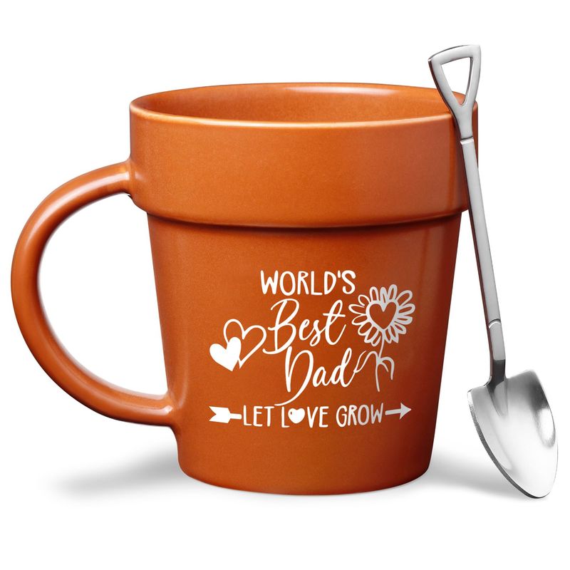 VELENTI Plant Pot Mug for Dad - Plant Lover Mug with Metallic Shovel ...