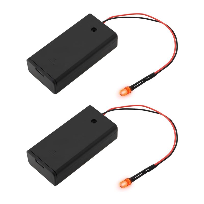 OTOTEC Pack of 2 5mm Red LED Alarm Fake Alarm with Pre-wired Battery ...