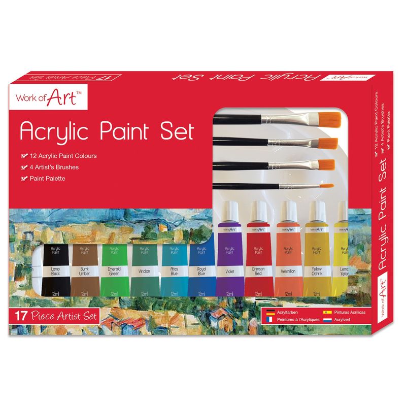 Work of Art Artists Acrylic Set, Multicolour, 17 Count (Pack of 1 ...