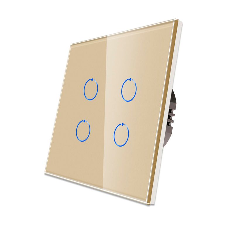 CNBINGO Touch Light Switch, Gold Light Switch, Tempered Glass Panel ...