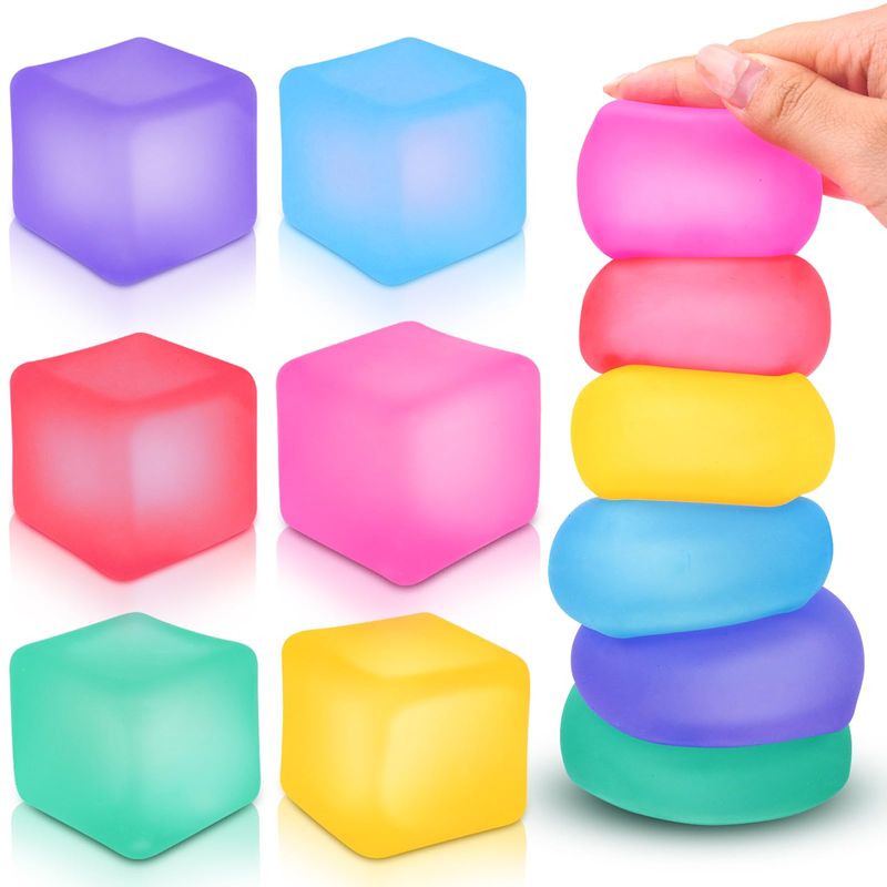 Stress Cube 6 Pack - Squishy Fidget Toys for Relaxation, High Density ...