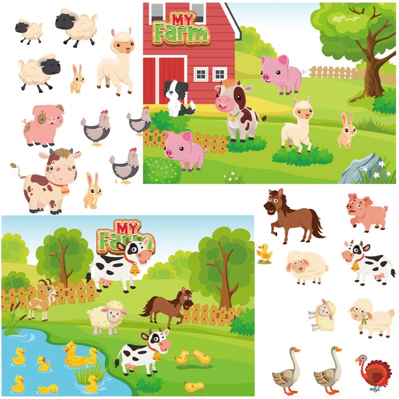 24 Sheets Farm Animals Stickers Party Favors Waterproof Stickers for ...