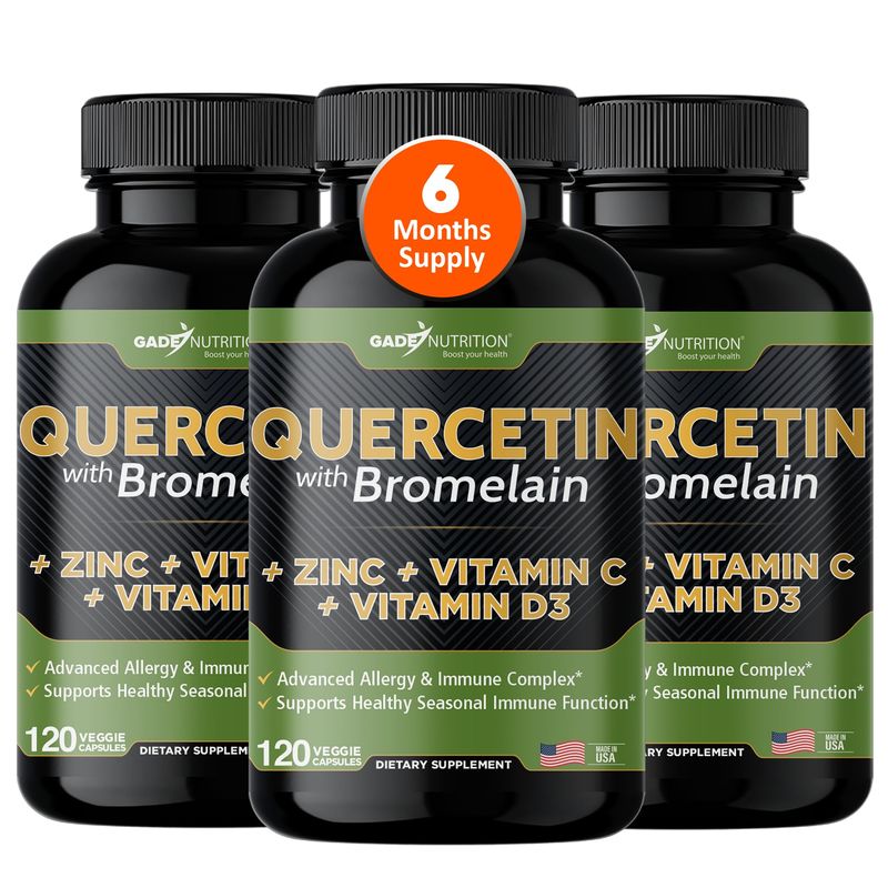 Gade Nutrition Quercetin with Vitamin C and Zinc - Quercetin 500mg ...