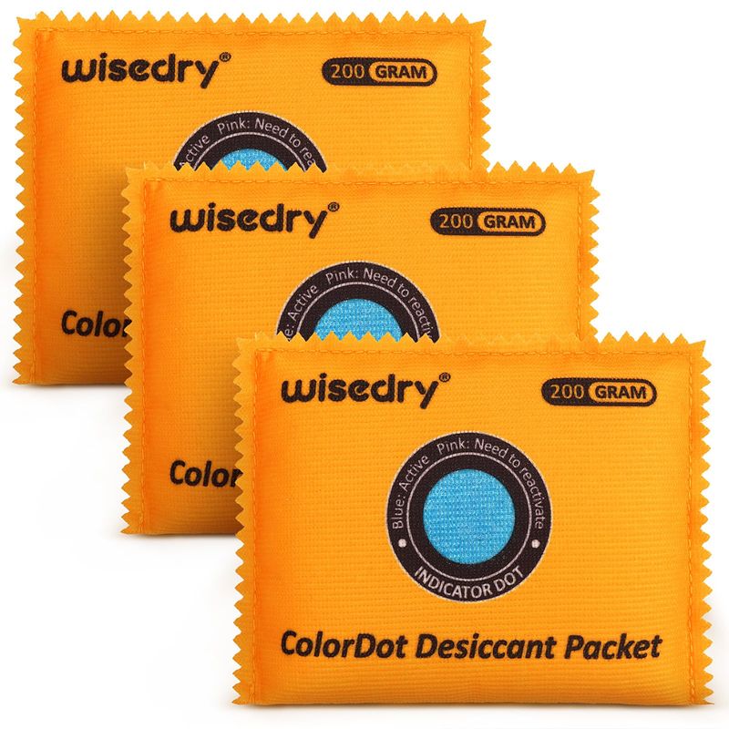 wisedry 200g [3 Packs] Rechargeable Desiccant Packs for Storage, Color ...