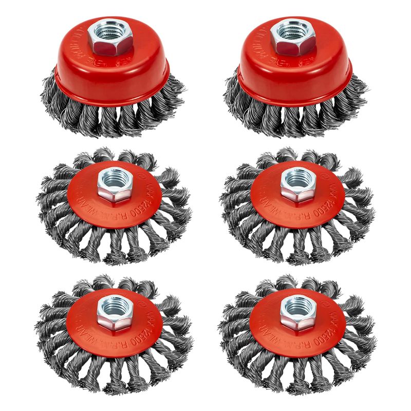 AUPREX 6 Pack 4 Inch Wire Wheels for Angle Grinder, 3 Inch Wire Cup ...