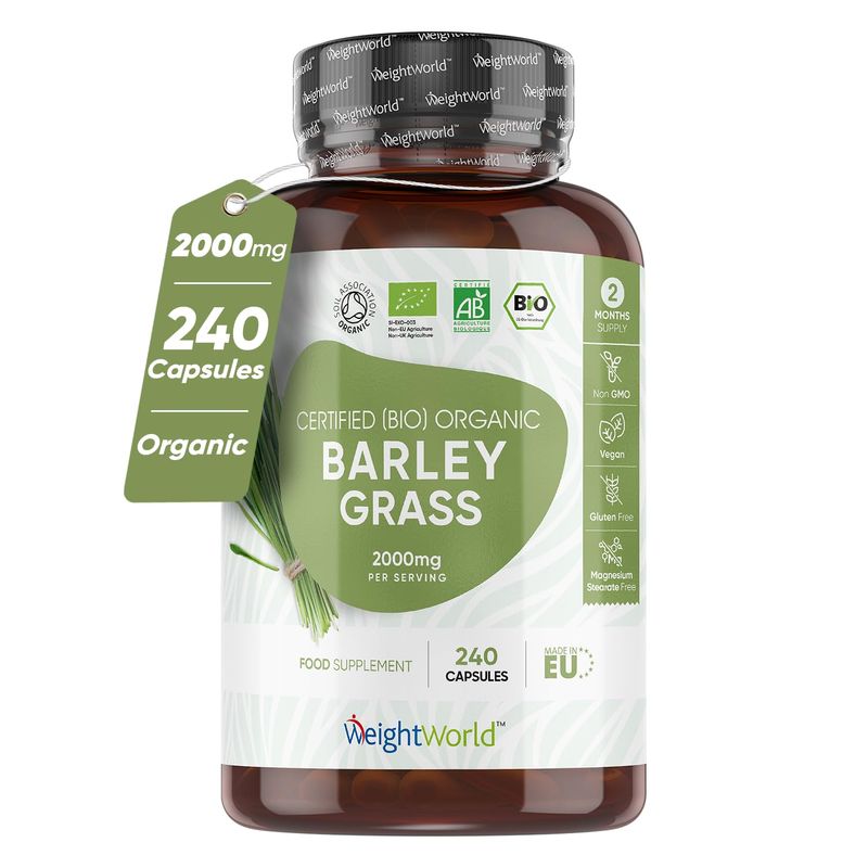 Organic Barley Grass Juice Powder Capsules | 2000mg Per Serving | 240 ...