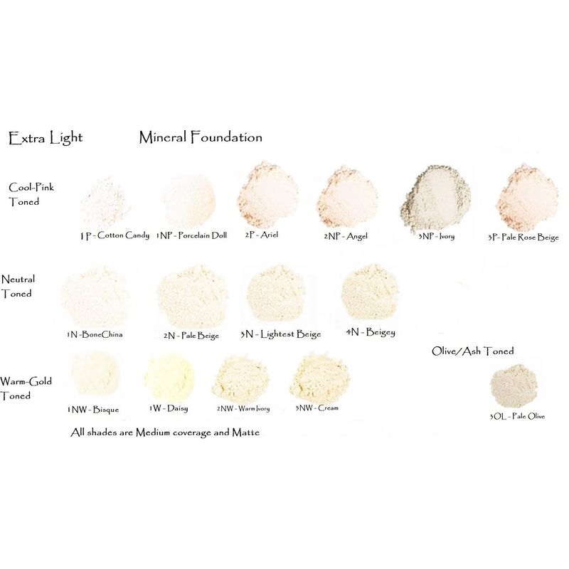 Mineral Foundation Lightest Shades - Porcelain Through Ivory (3 OL Pale ...