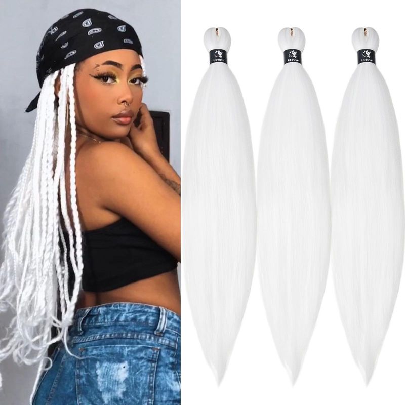 UPruyo White Braiding Hair Pre Stretched Box Braids Hair Extensions ...