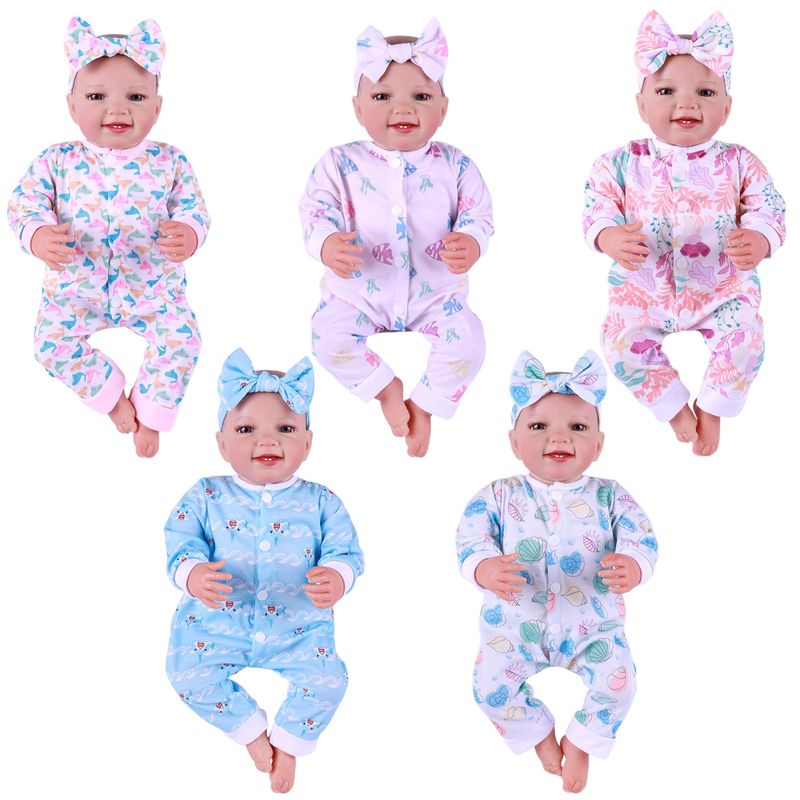 BABESIDE 5 Sets of Reborn Baby Doll Clothes with Doll Headband for 17 ...