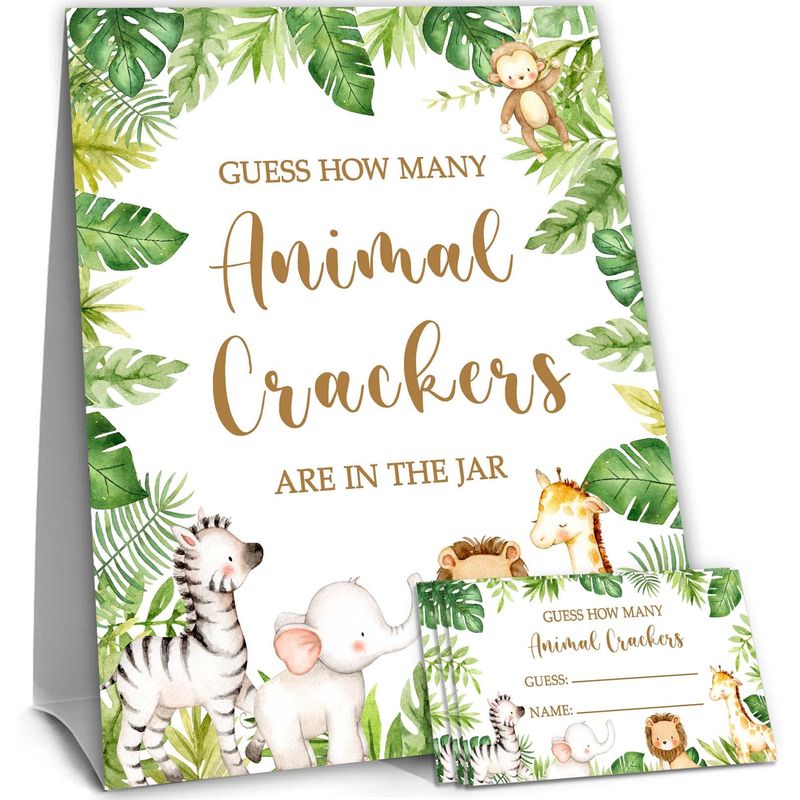 Safari Jungle Guessing Game Cards, Guess How Many Animal Crackers ...