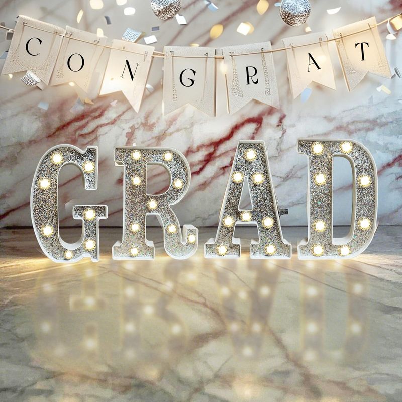 MEHOFOND 2025 Graduation Decorations, 4 Grad Light Up Letters, Class of ...