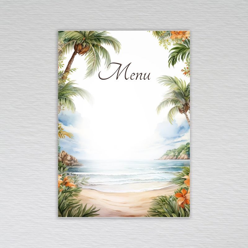 Beach Blank Wedding Menu Cards for Tables/Write Your Own Menus/Seaside ...