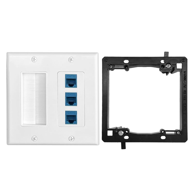 ANONION 2 Gang Brush Wall Plate and 3-Port Cat6 Ethernet, RJ45 Keystone ...