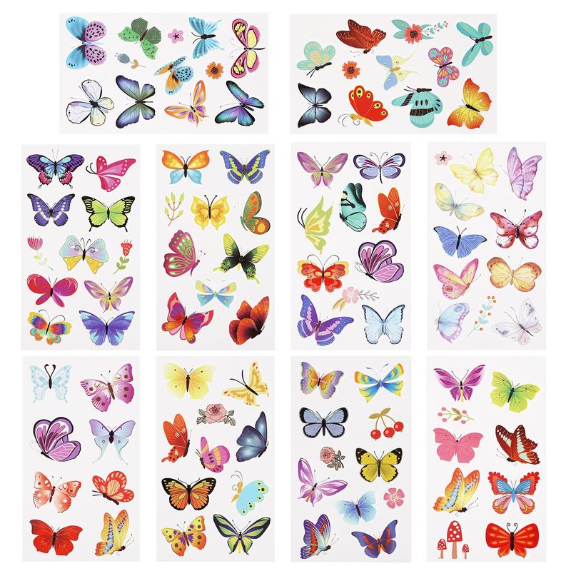 10 Sheets Butterfly Temporary Tattoos, 102pcs Waterproof Butterfly ...