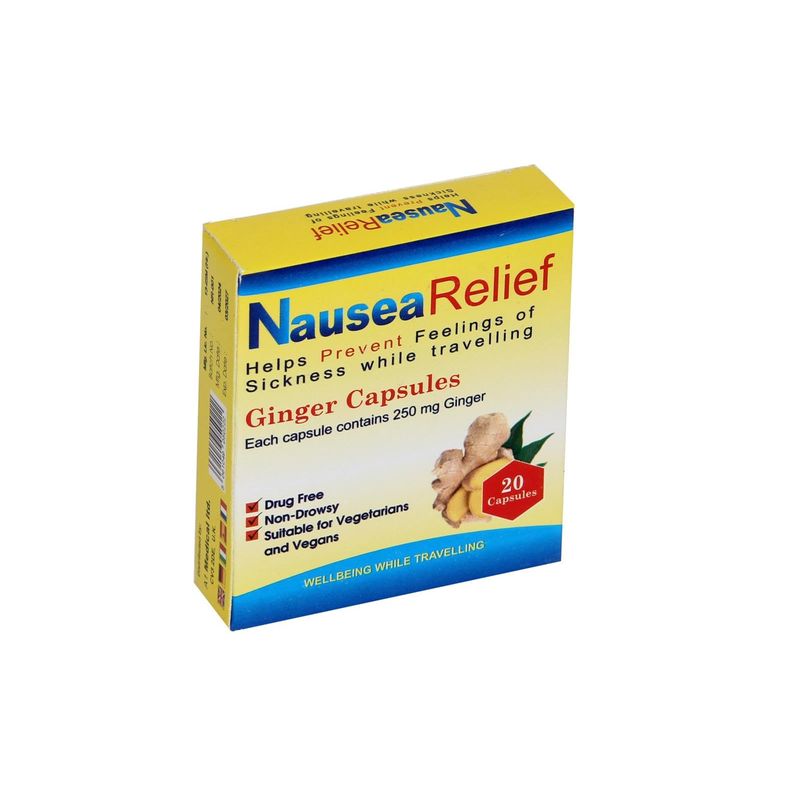 60 NauseaRelief Ginger Capsules, 250 mg, Helps Prevent Sickness and ...