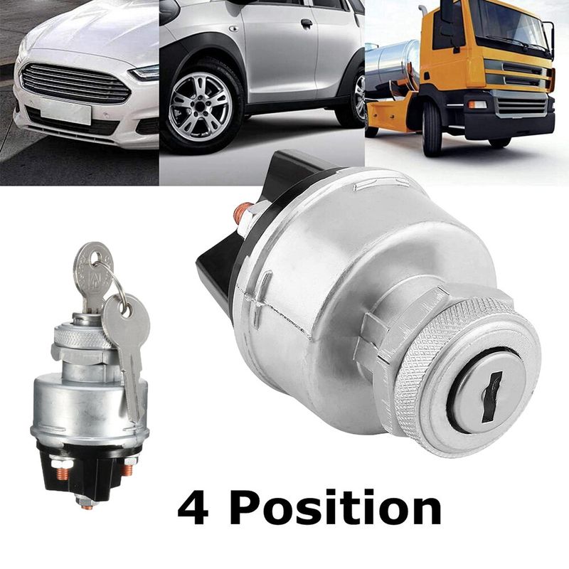 4 Position Ignition Key Starter Switch & Keys Fit For Car Trailer Truck ...