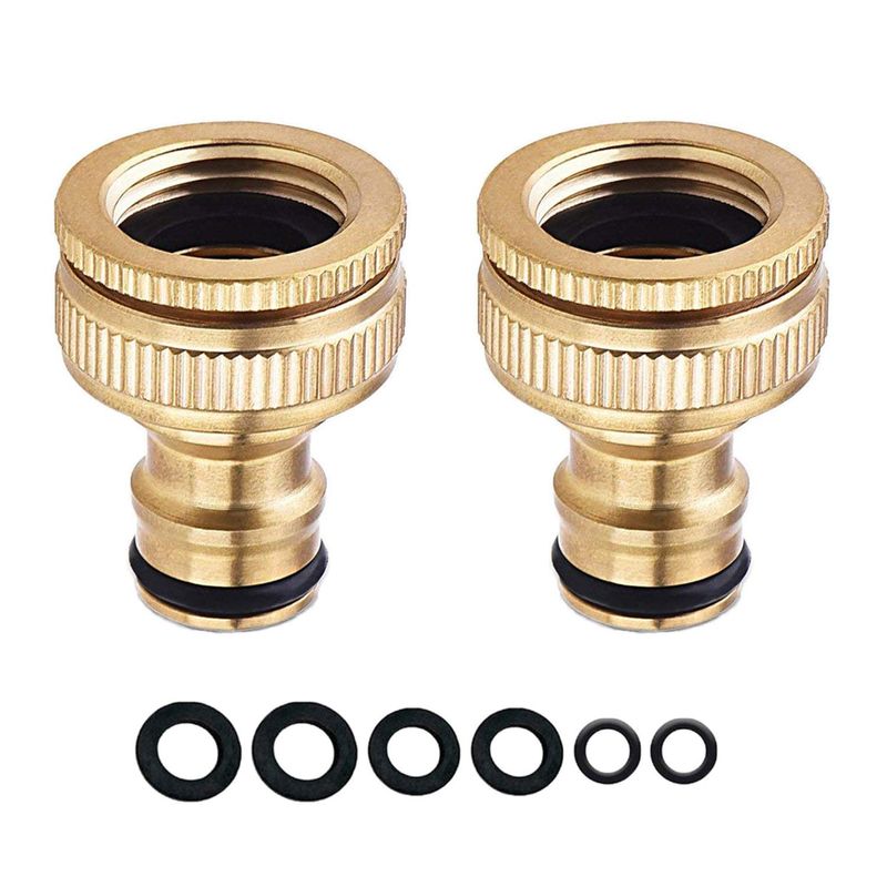 COSORO 2 pack Garden Hose Tap Connector - 3/4 inch & 1/2 inch 2-in-1 ...
