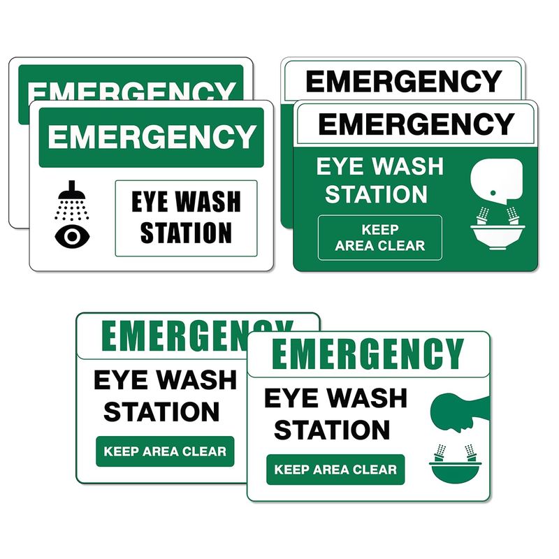 Pack 6 Pcs Emergency Eye Wash Station Sign Stickers for Business ...