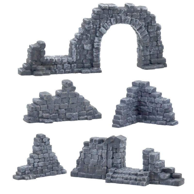 Warmtree Ruined Stone Walls Set,Terrain Scenery for Tabletop 28mm Miniatures Wargame,Fairy House ...