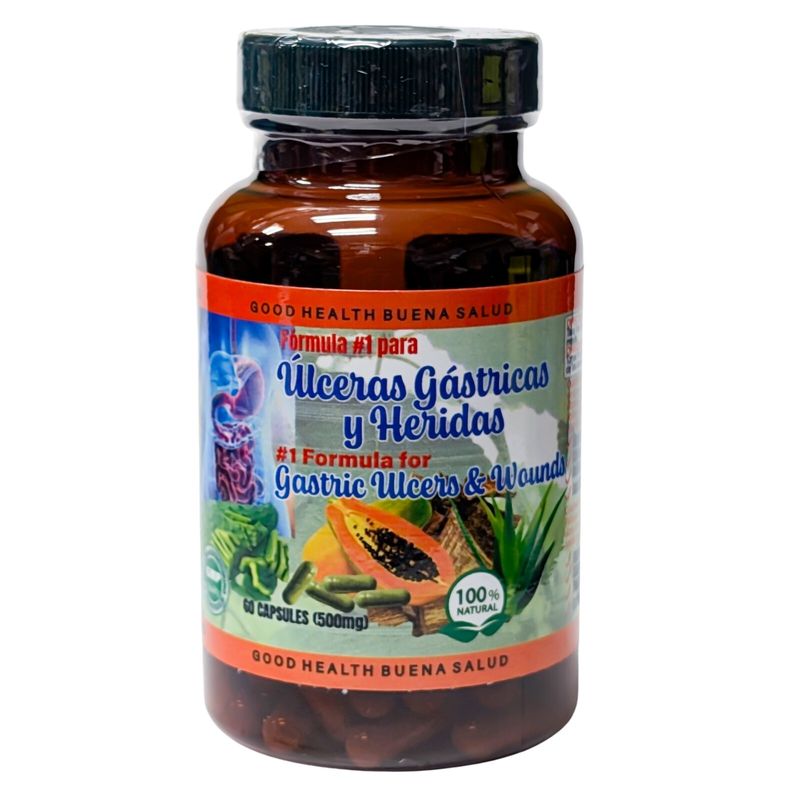 Gastric Ulcers and Wound Healing 60 Capsules 500mg/Úlceras Gástricas y ...