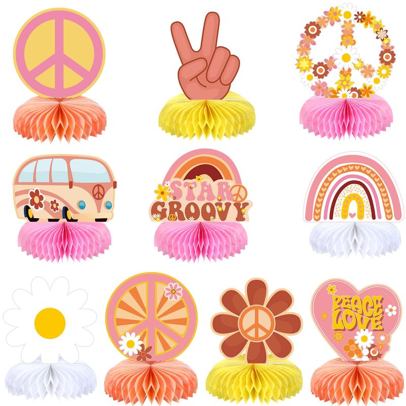 10 Pieces Two Groovy Party Decorations Groovy Retro Hippie Boho Party ...