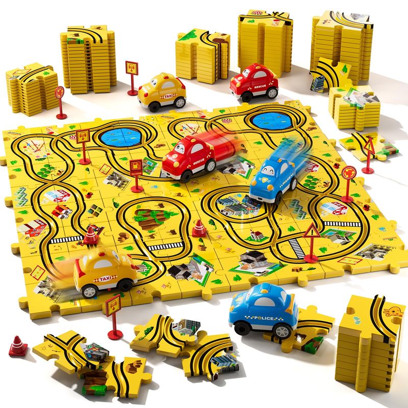Beby Buty 64 PCS Puzzle Racer Car Track Set Toys for Kids Boys, Puzzle ...