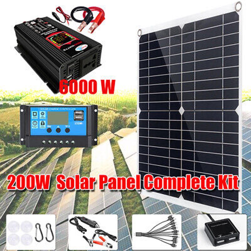 6000W Solar Panel Kit Solar Power Generator 200W 100A with 110V ...