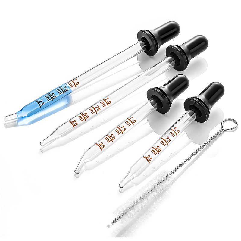 4 Pack 1ml Glass Eye Dropper with Measurement, Glass Medicine Droppers ...