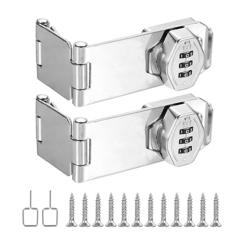 PATIKIL Combination Rotary Hasp Locks, 2 Pack 90 or 180 Degree ...