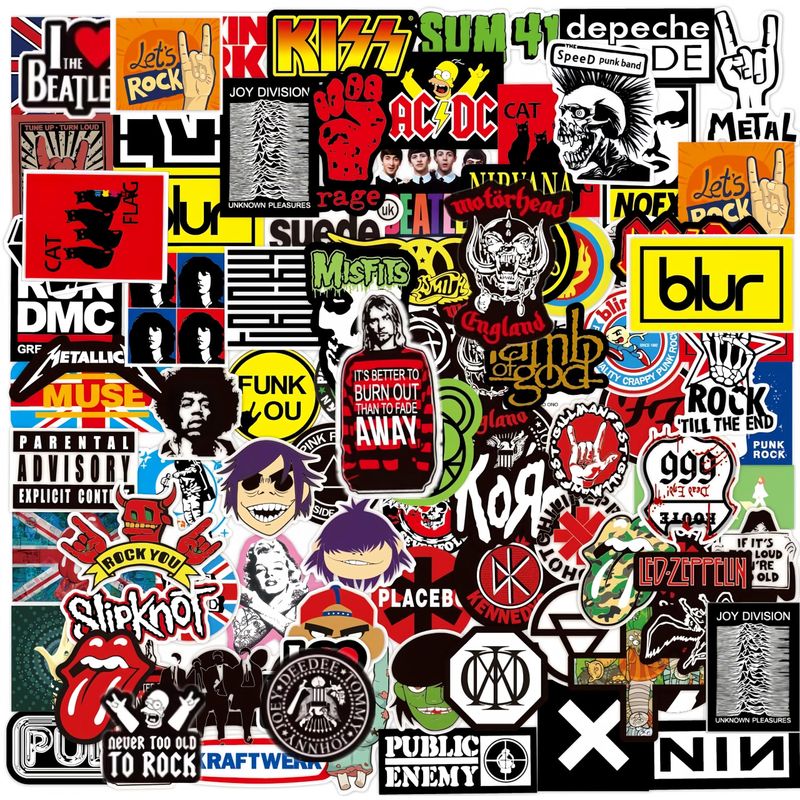 Rock and Roll Stickers|100PCS | Trendy Music Band Stickers packs for ...