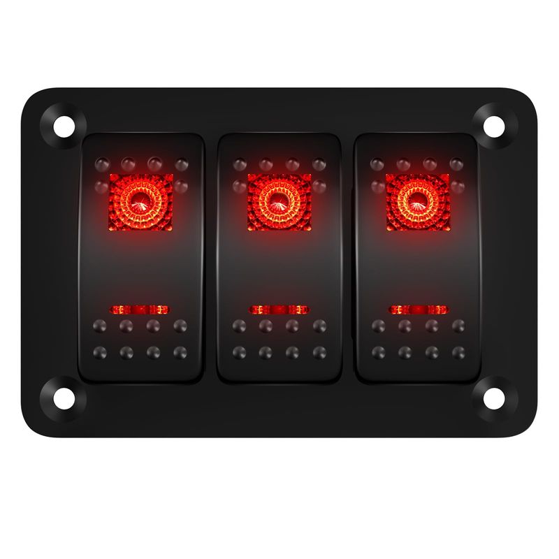 DaierTek 3 Gang Rocker Switch Panel 12V Marine Switch Panel Waterproof ...