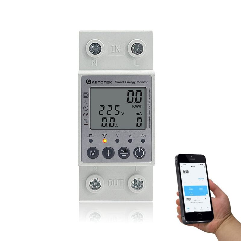 KETOTEK Smart Energy Meter Single Phase Electric Meter KWh Meter 1(63) A 100-265V Din Rail ...