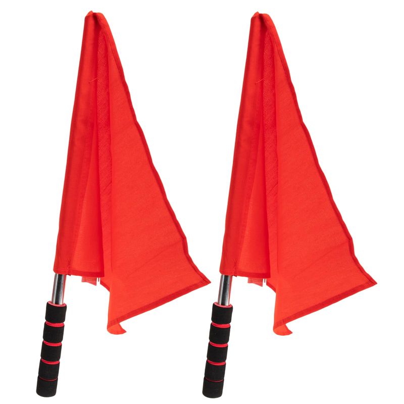 Happyyami 2pcs Track and Field Training Flag Red Referee Warning Flag Traffic Flags Linesman ...