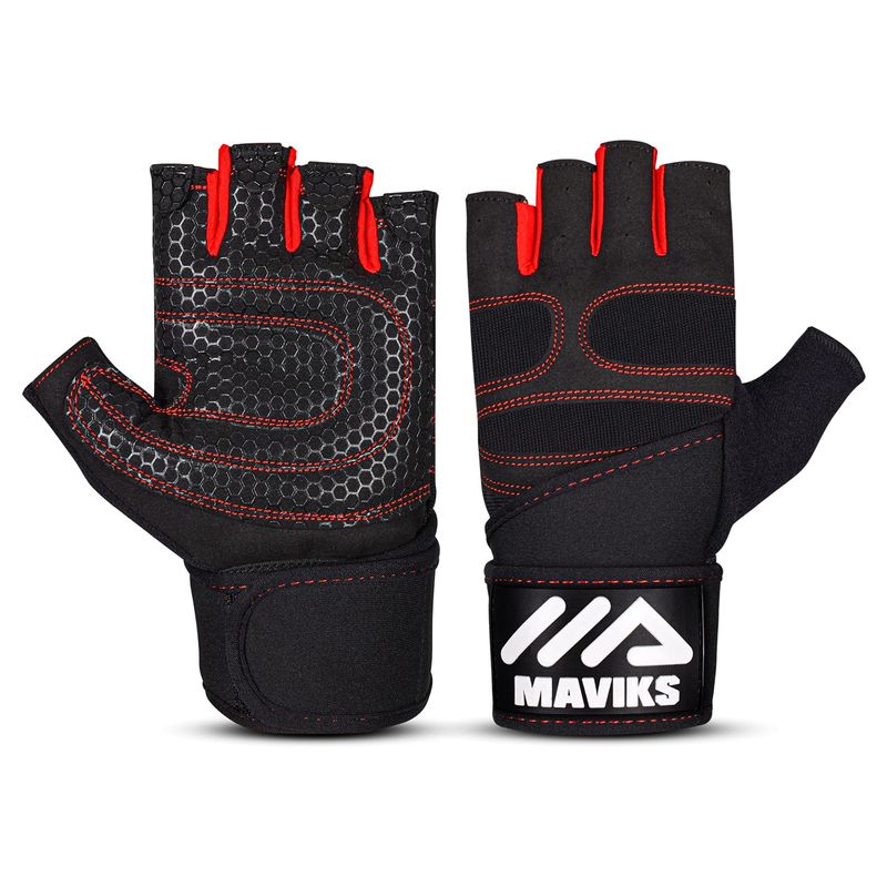 Gym Gloves Weight Lifting Fitness Workout Glove with Wrist Wrap Straps ...