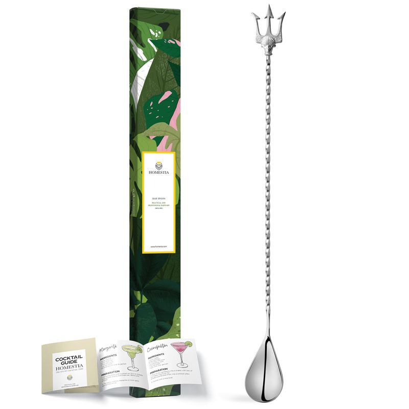 Homestia 12-Inch Trident Bar Spoon, 304 Stainless Steel Cocktail Spoon ...