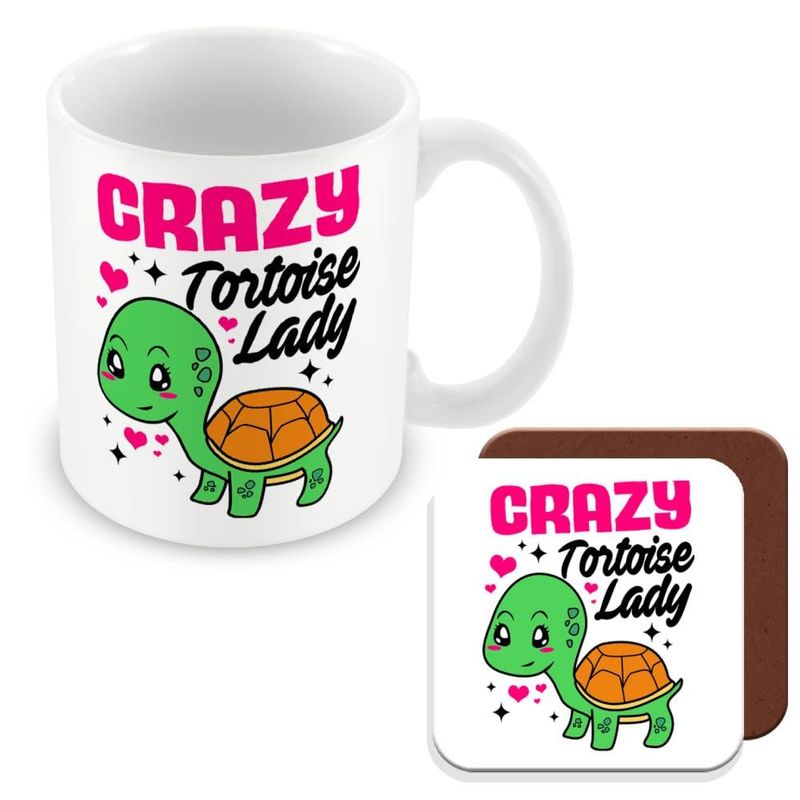 MUGGZ Gift Mug & Coaster for Tortoise Crazy Tortoise Lady - Giftset ...