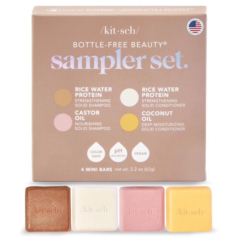 Kitsch 4pc Sampler Solid Shampoo and Conditioner Set - Rice Bar ...