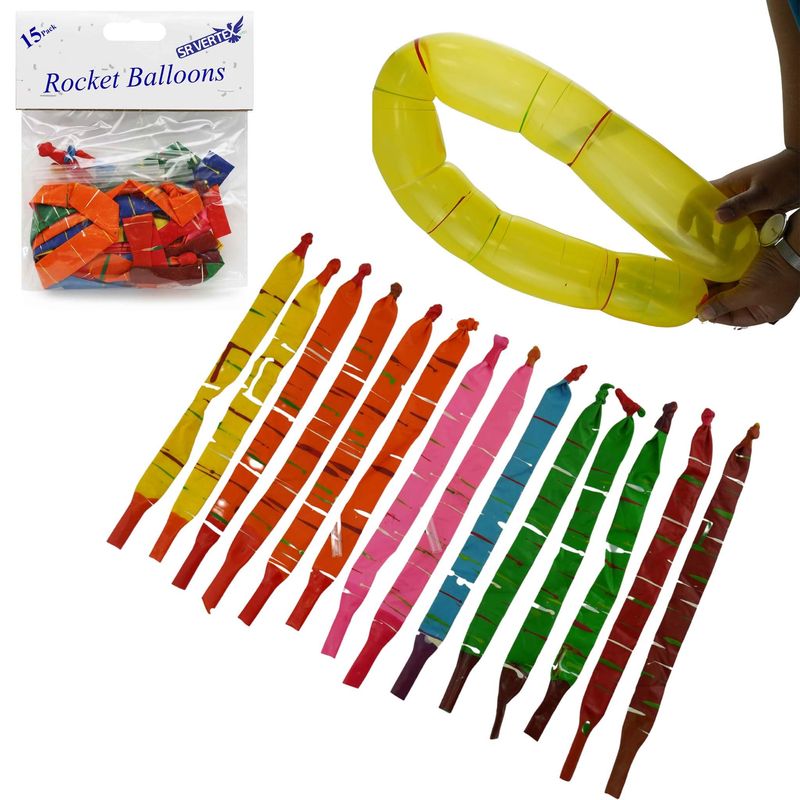 15 Flying Rocket Balloons - Long Balloons, Party Balloons, Colorful ...