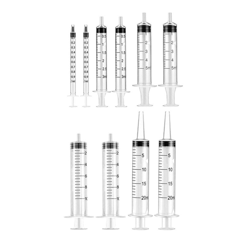 Set of 10 Syringes, 0.03 fl oz (1 ml), 0.1 fl oz (3 ml), 0.2 fl oz (1 ...