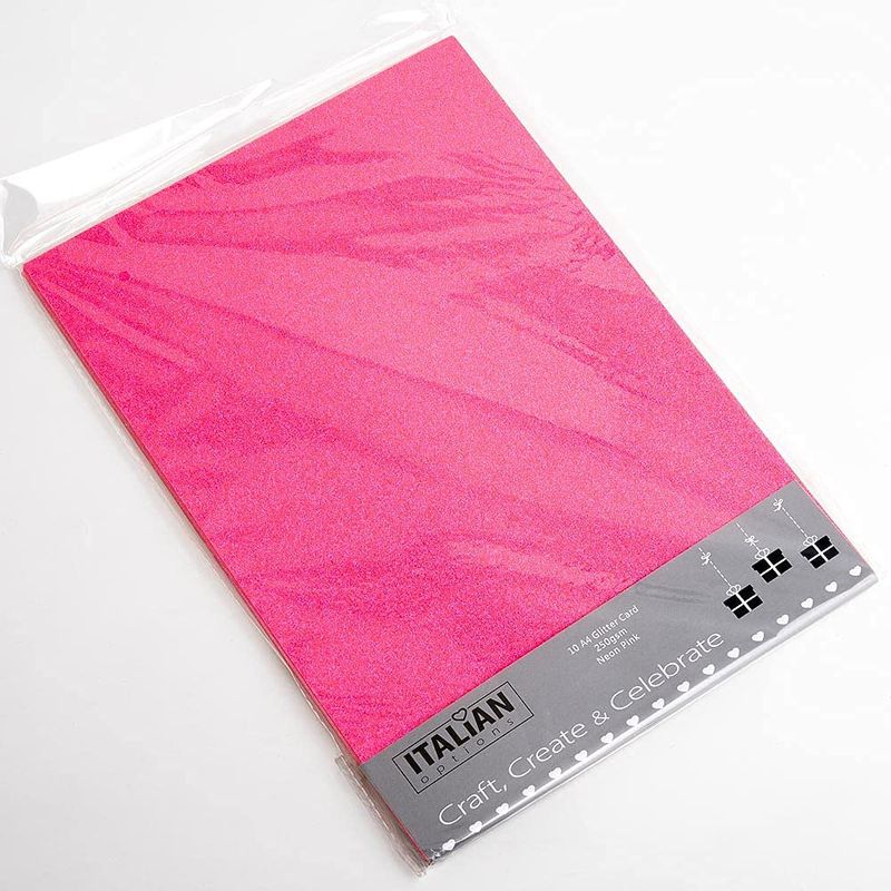 Italian Options 250GSM Non Shed Glitter Card Craft Paper 10 Sheets, A4 ...