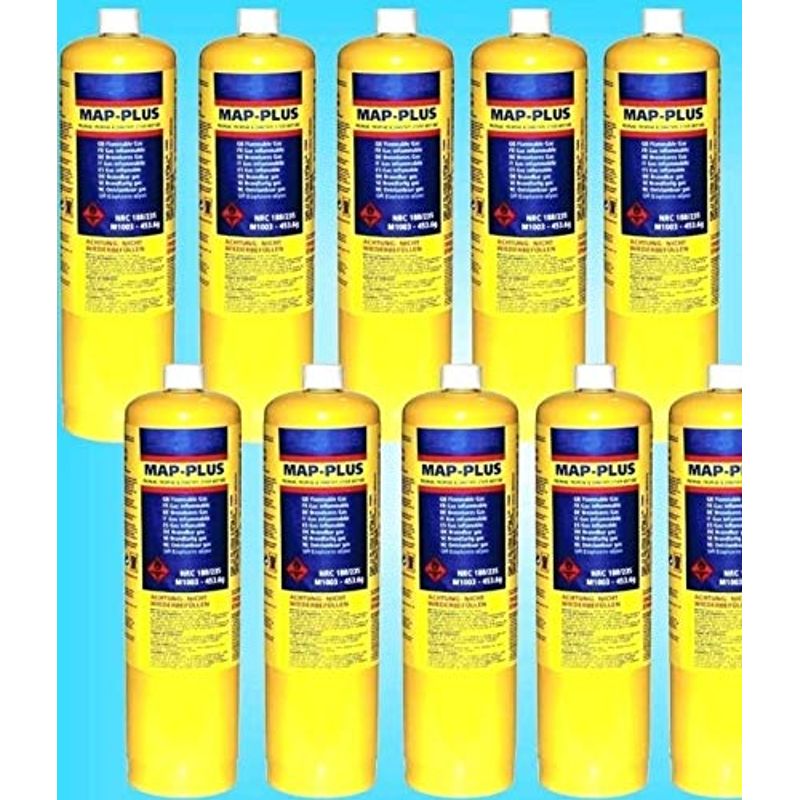 10 X MAPP Map Plus 435g Bottle Disposable Gas Cylinder plumbers torch ...
