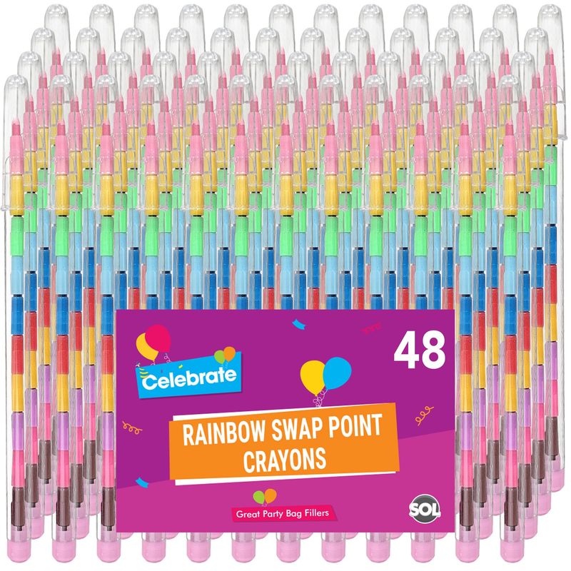 SOL 48pk Rainbow Swap Point Crayons, Twistable Crayons for Party Bags ...